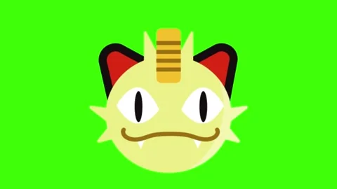 Pokemon icon meowth appearing on a green... | Stock Video | Pond5
