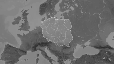 Poland map - extract. Regions. Grayscale... | Stock Video | Pond5