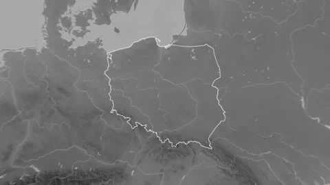 Poland map - solid. Border. Grayscale. L... | Stock Video | Pond5