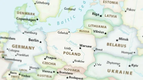 Poland on a political map of the world (... | Stock Video | Pond5
