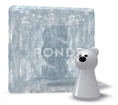 Polar bear and paragraph symbol - 3d illustration ~ Clip Art #80198935