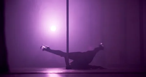 Pole dancing, neon and silhouette of wom... | Stock Video | Pond5