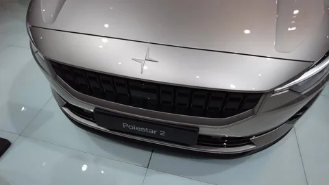 Polestar 2 Electric Car Front Logo Car R... | Stock Video | Pond5