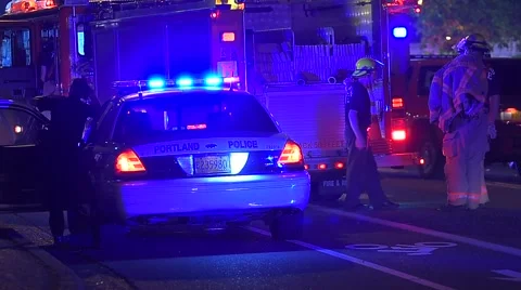 Police And Fire At Emergency Scene At Ni... | Stock Video | Pond5