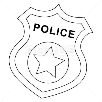 Police Badge Isolated Coloring Page for Kids: Graphic #237717713