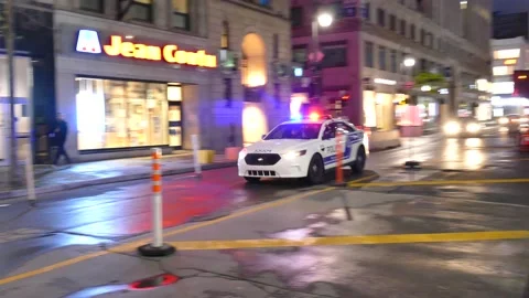 Police car arriving at police scene | Stock Video | Pond5
