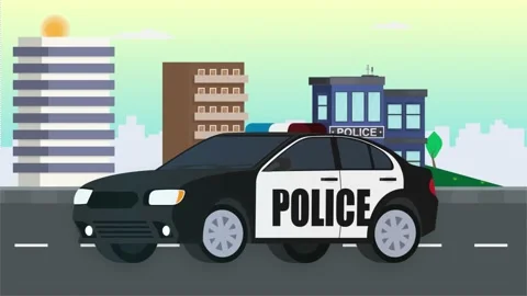 Police car in the city. Animation of a t... | Stock Video | Pond5