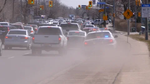 Police car driving on sidewalk rushing t... | Stock Video | Pond5