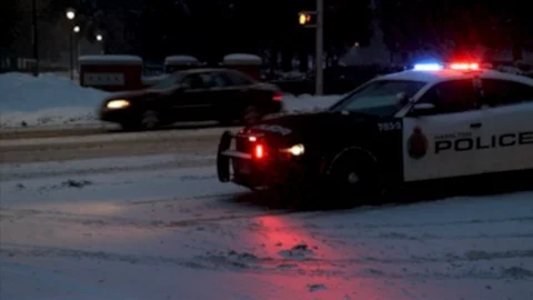 Police Car Snow Stock Footage ~ Royalty Free Stock Videos | Pond5
