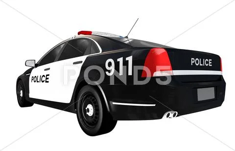 Police car rear view. police car isolated on white. ~ Clip Art #39845271