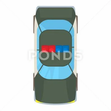 Police car top view icon, cartoon style ~ Clip Art #74189471