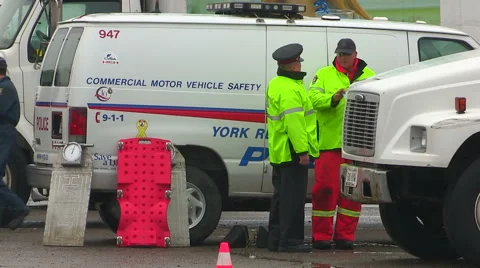 Police car truck road safety inspection ... | Stock Video | Pond5