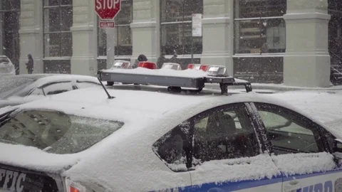 police car turret lights go on flashing ... | Stock Video | Pond5