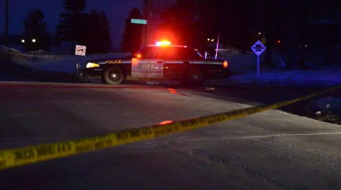 Police Car in Winter at Roadblock with p... | Stock Video | Pond5