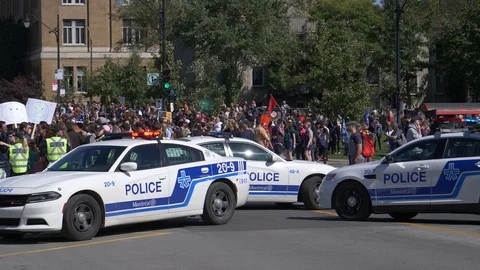 Police Cars Blocking a Street During a S... | Stock Video | Pond5
