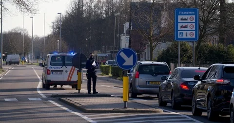 Police control in Belgium Dutch border c... | Stock Video | Pond5