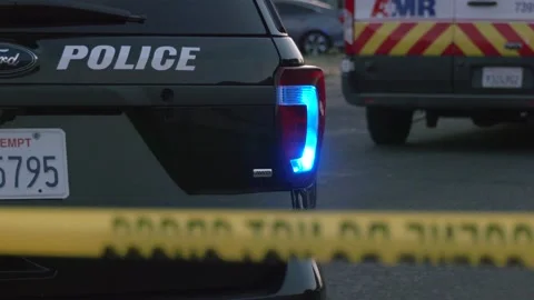 Police At Crime Scene - Flashing Lights ... | Stock Video | Pond5