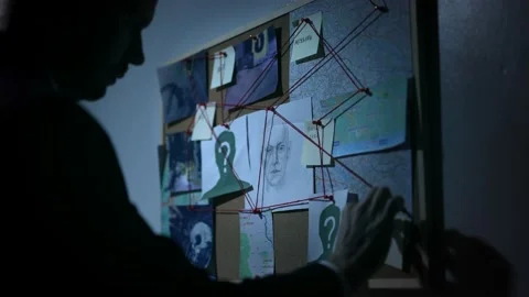 Police Detective Ties Together Clues On ... | Stock Video | Pond5