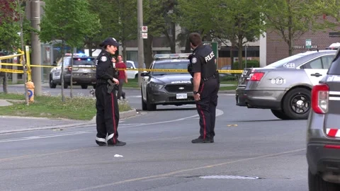 Police guard crime scene in Toronto afte... | Stock Video | Pond5