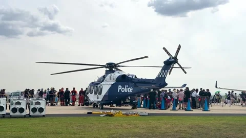 Police Helicopter Display at Avalon Airs... | Stock Video | Pond5