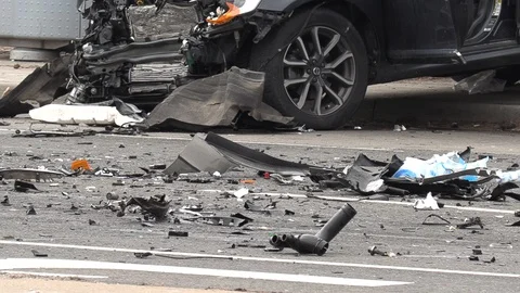 Police investigate dramatic fatal car ac... | Stock Video | Pond5