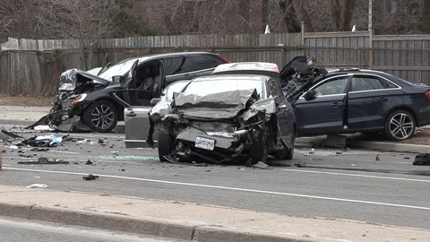 Police investigate dramatic fatal car ac... | Stock Video | Pond5