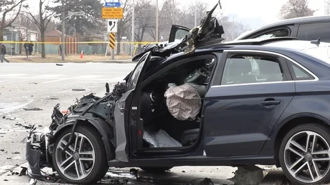 Police investigate dramatic fatal car ac... | Stock Video | Pond5