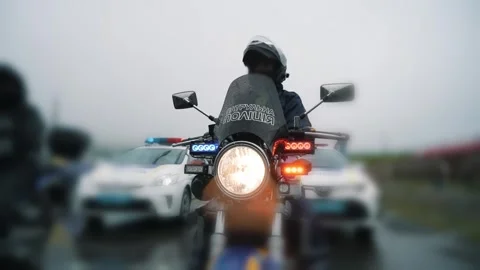 Police motorcycle on the background of p... | Stock Video | Pond5