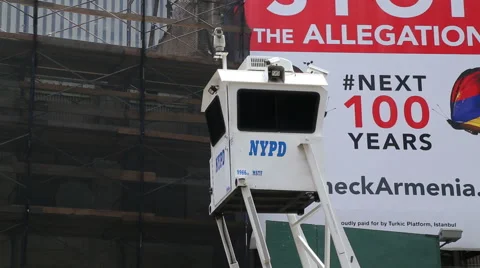 Police NYPD observation tower | Stock Video | Pond5