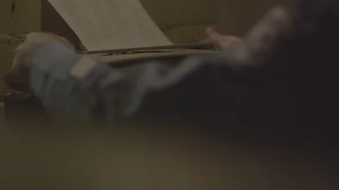 Police Officer Types Report on Typewrite... | Stock Video | Pond5