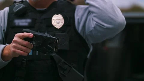 Police Officer Using Tazer Crime Scene L... | Stock Video | Pond5
