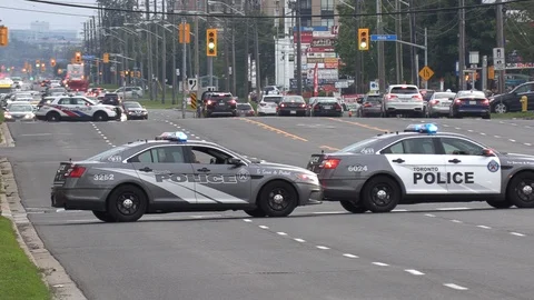 Police officers at accident scene on Tor... | Stock Video | Pond5