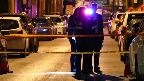 Police officers at crime scene | Stock Video | Pond5