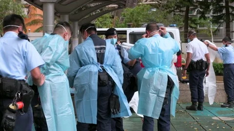 Police officers wearing personal protect... | Stock Video | Pond5