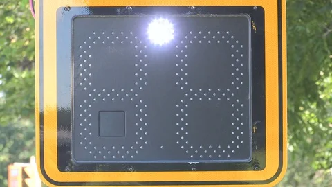 Police speed measuring radar sign in sch... | Stock Video | Pond5