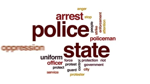 Police state animated word cloud, text d... | Stock Video | Pond5