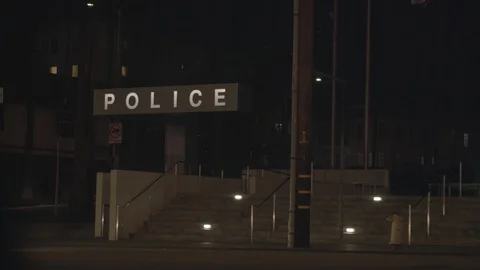 Police Station Entry with sign - Law Enf... | Stock Video | Pond5