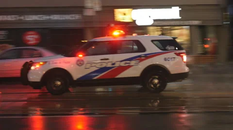 Police vehicle responding to call. Toron... | Stock Video | Pond5