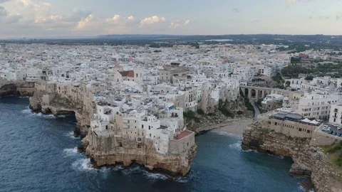 Polignano a Mare, aerial view above the ... | Stock Video | Pond5