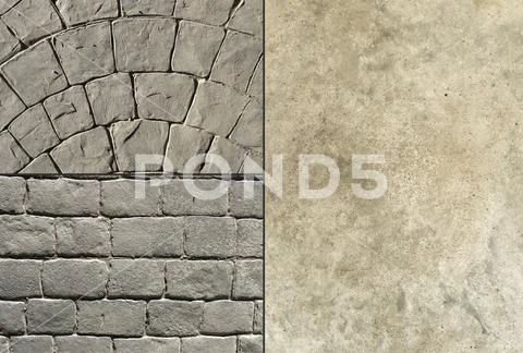 Polished concrete and stamped concrete compare, different textures and ...