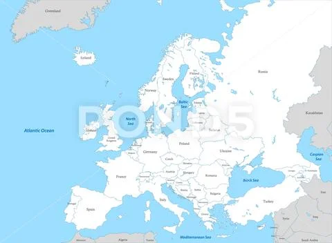 Political map of Europe with borders Illustration #236242476