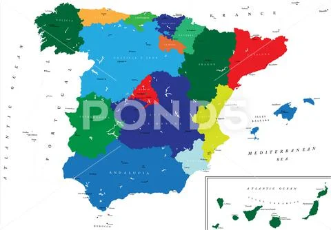Political map of Spain: Graphic #134737309