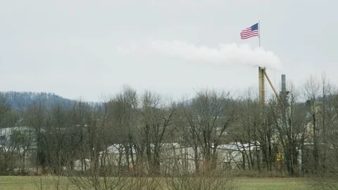 Pollution Engulfs American Flag Smoke St... | Stock Video | Pond5