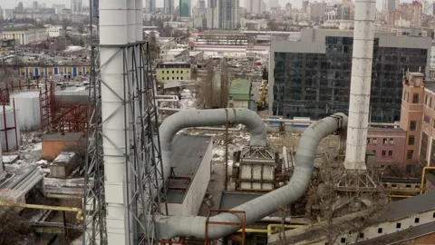 Pollution Pipe City Buildings. | Stock Video | Pond5