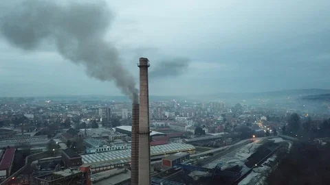 Pollution in a Small Industrial Town | Stock Video | Pond5
