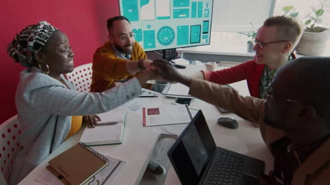 Polyethnic Project Team Joining Hands To... | Stock Video | Pond5