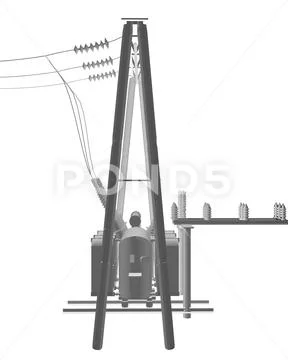 Polygonal Electric transformer substation. Power grid substation ...