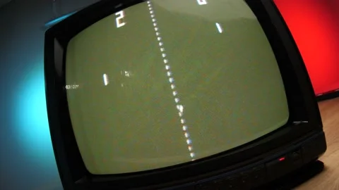 Pong First Video Game on Old CRT TV Scre... | Stock Video | Pond5