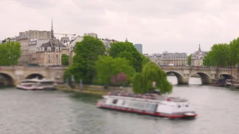 Pont Neuf bridge, cathedral church Notre... | Stock Video | Pond5