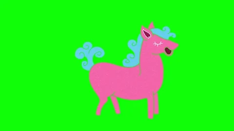 pony hand drawn animation green screen. ... | Stock Video | Pond5